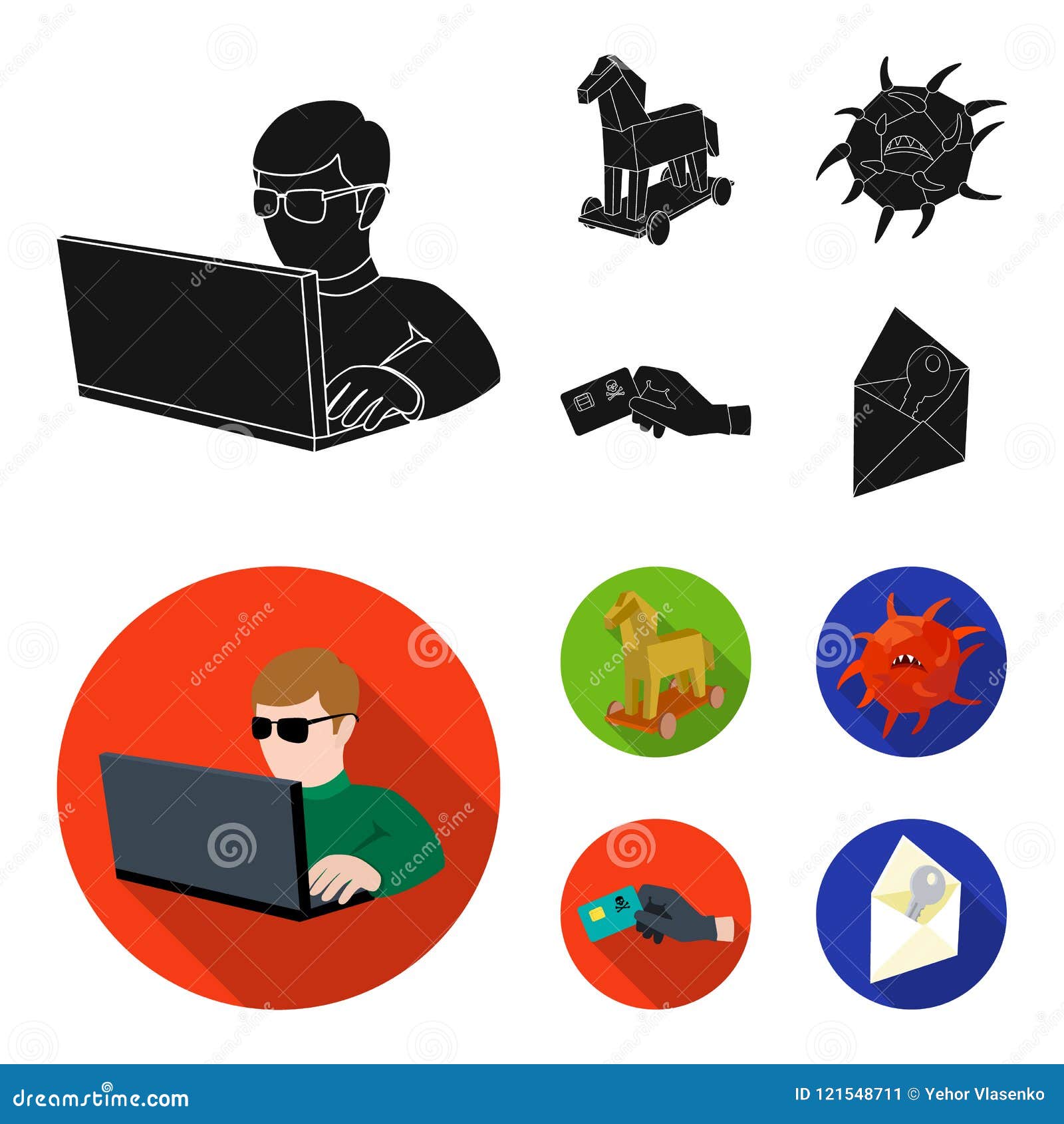 Hacker, Hacking, System, Internet .Hackers and Hacking Set Collection Icons in Black, Flat Style ...