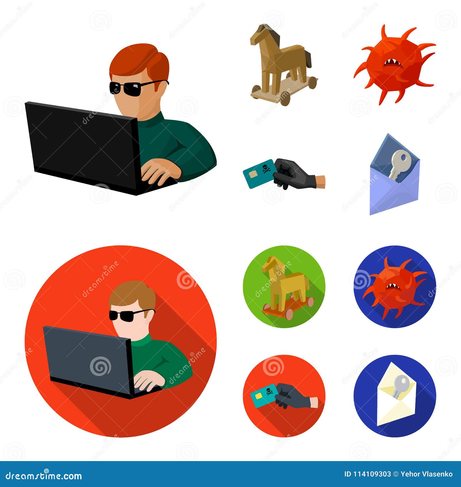 Hacker, Hacking, System, Internet .Hackers and Hacking Set Collection Icons in Cartoon,flat ...