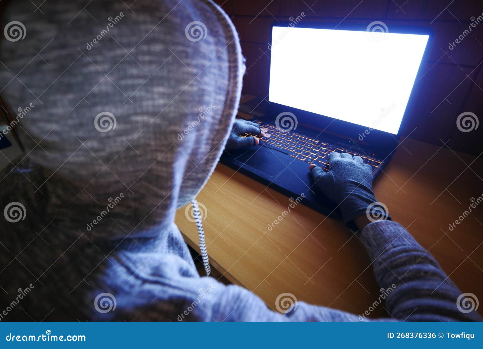 Hacker Hand Stealing Data from Laptop Top Down Stock Photo - Image of ...