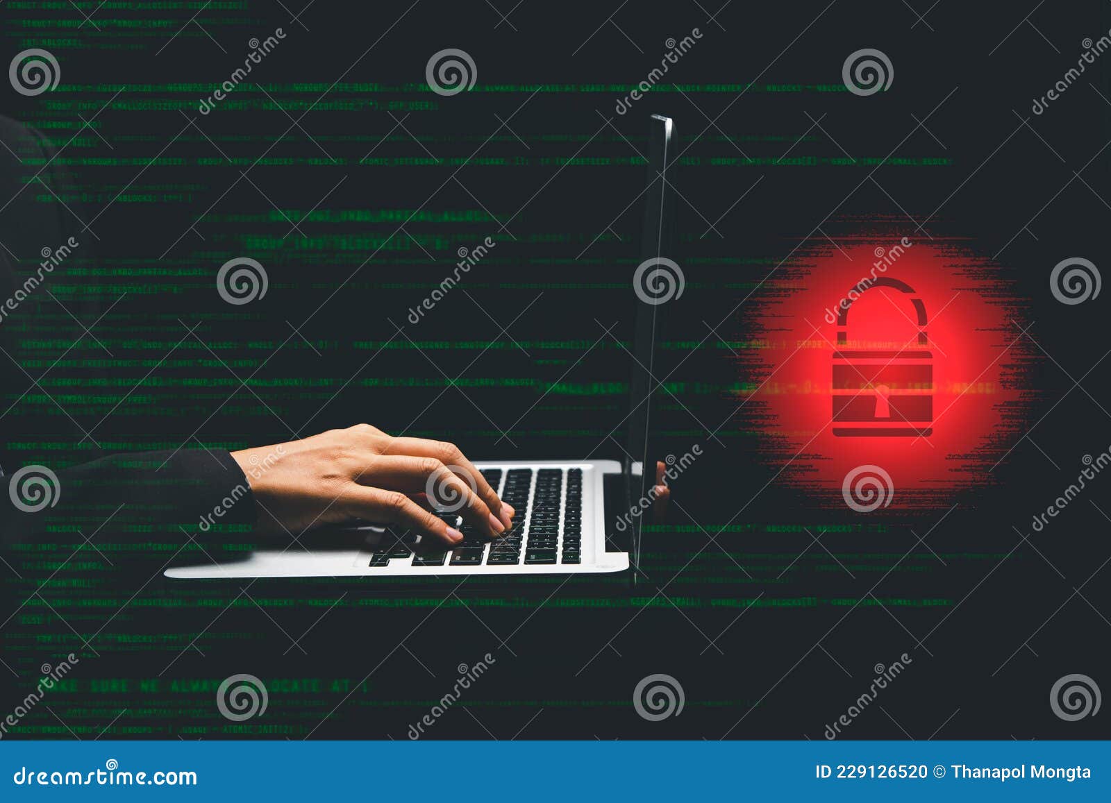 Hacker Hand Using Keyboard Typing Bad Data Into Laptop Computer Online