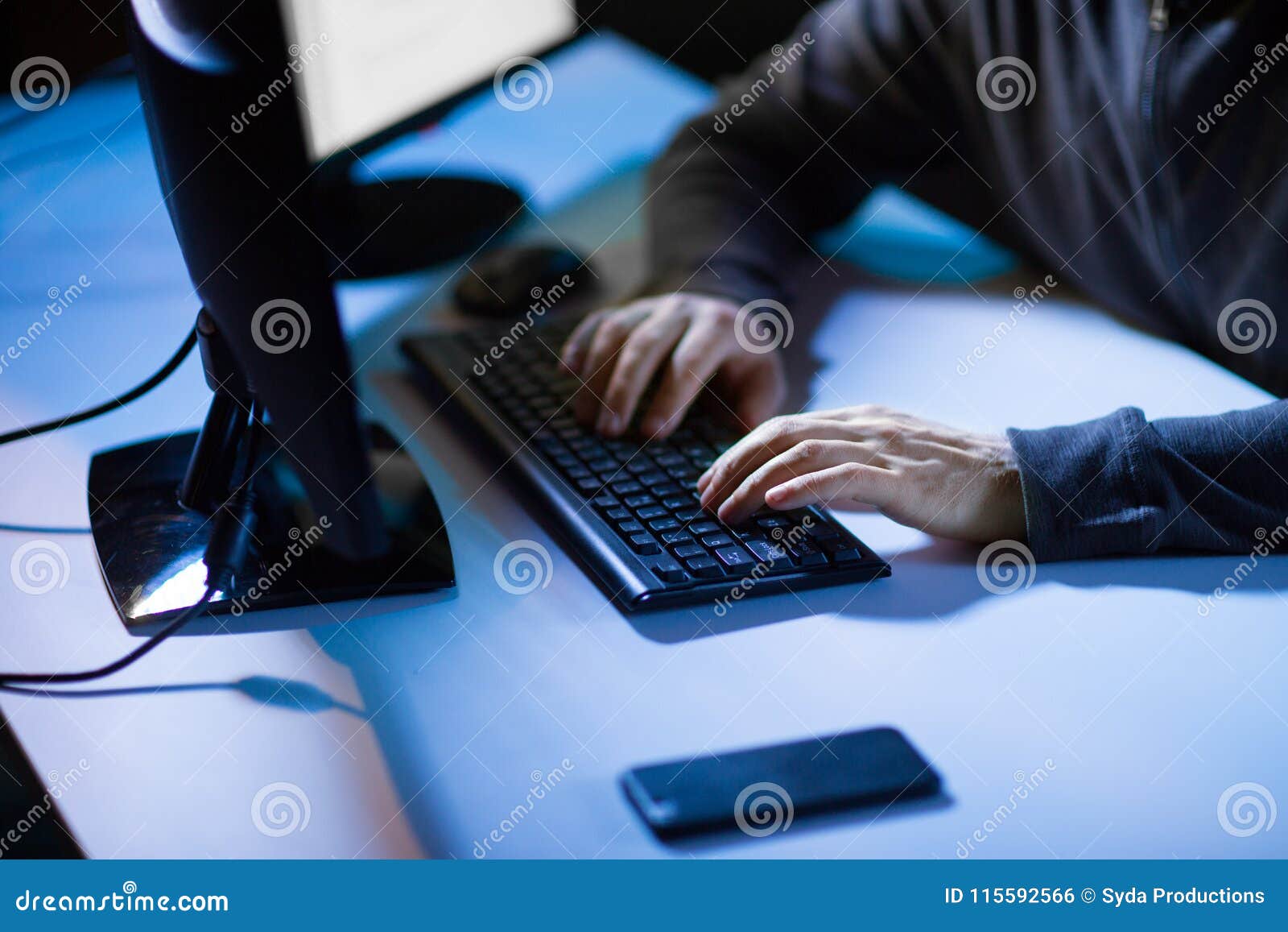 Hacker Hands Typing on Computer Keyboard Stock Photo - Image of modern ...