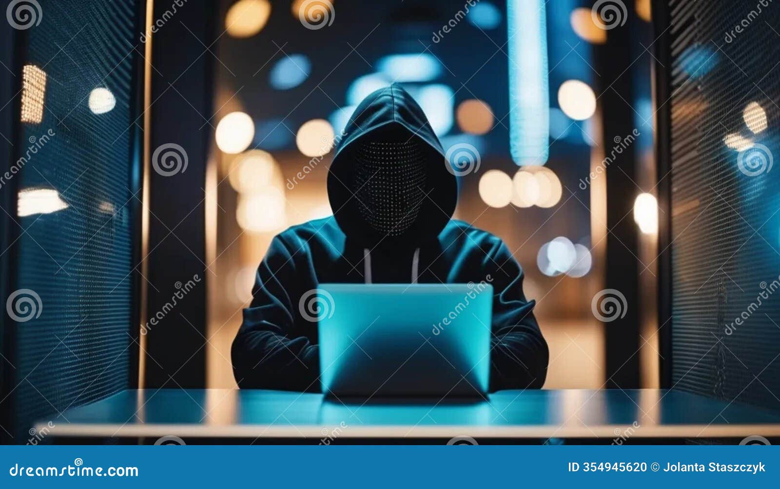 Hacker with hidden face stock illustration. Illustration of business ...