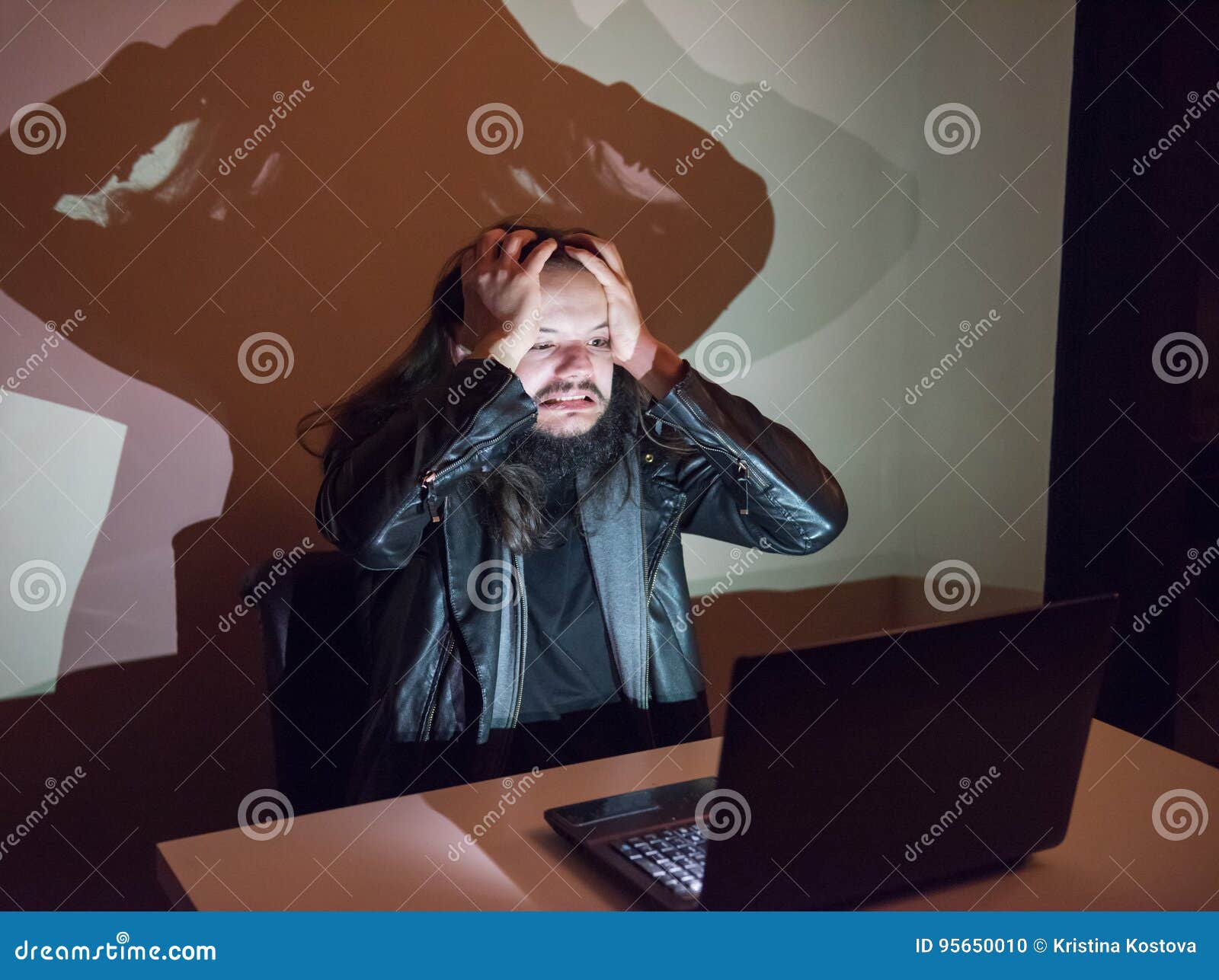 Hacker on His Computer is Going Crazy, Pulling His Hair, because he Got ...