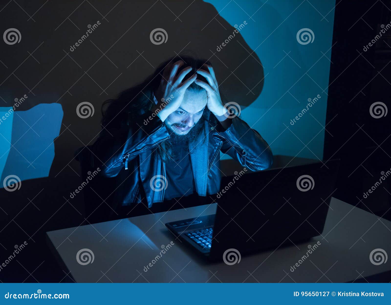 Hacker on His Computer is Going Crazy, Pulling His Hair, because he Got ...