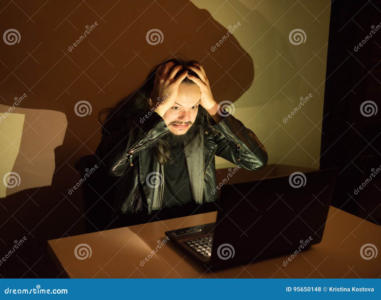 Hacker on His Computer is Going Crazy, Pulling His Hair, because he Got ...