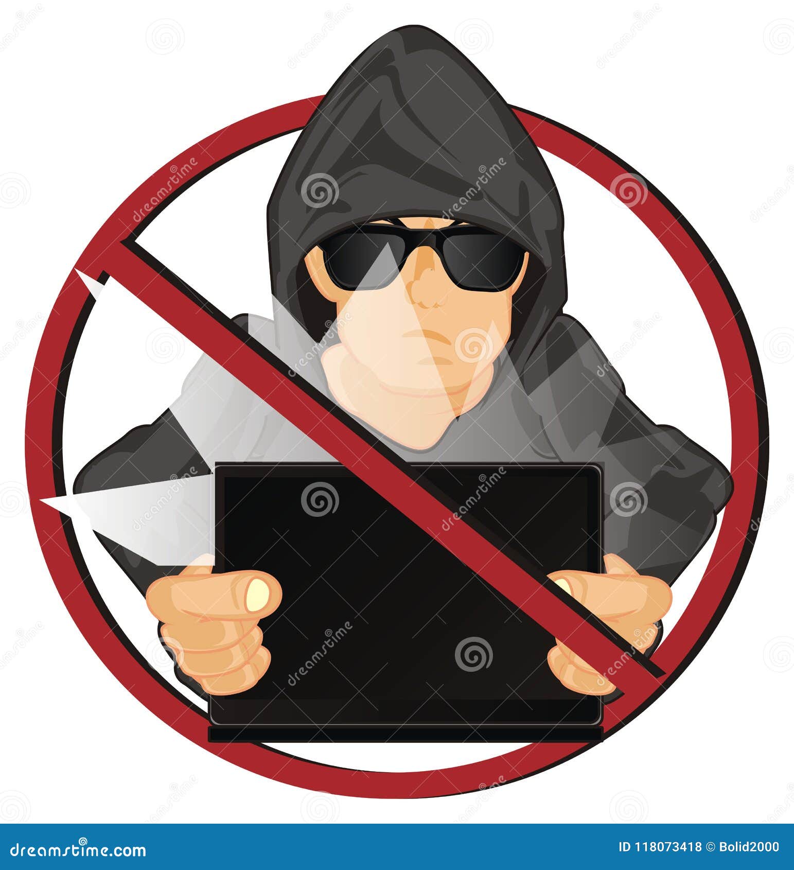 Hacker on ban stock illustration. Illustration of site - 118073418
