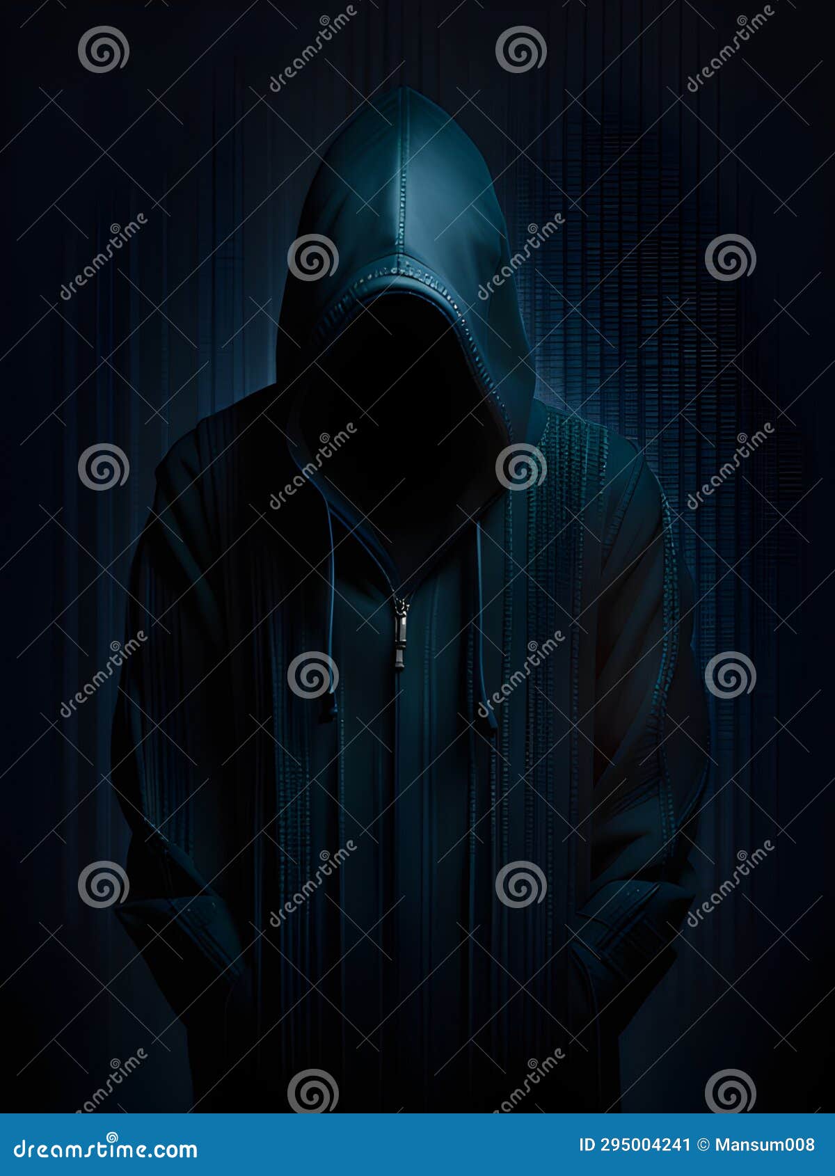 Hacker with Hood in Dark Background Stock Illustration - Illustration ...