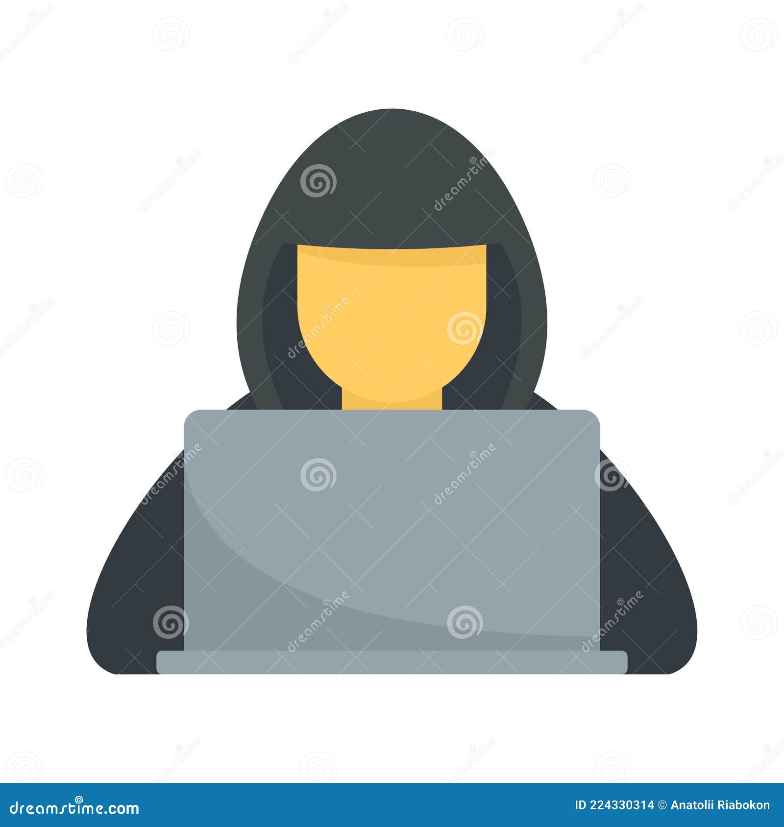 Hacker with Hood Icon Flat Isolated Vector Stock Vector - Illustration ...