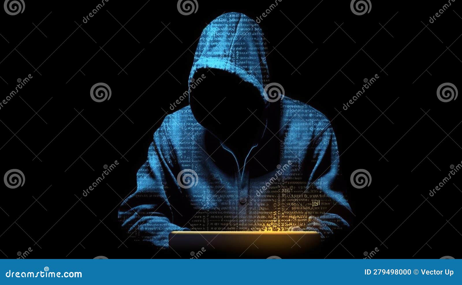 Hacker in the Hood Silhouette in the Dark. Generative AI Stock ...