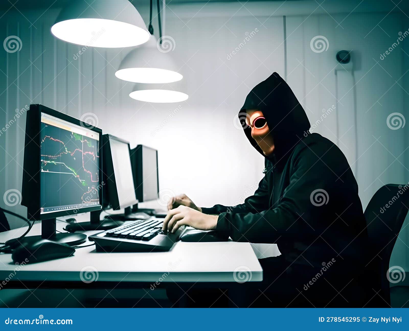 Hacker with Hoodie. Concept of Dark Web, Cybercrime, Cyberattack. AI ...