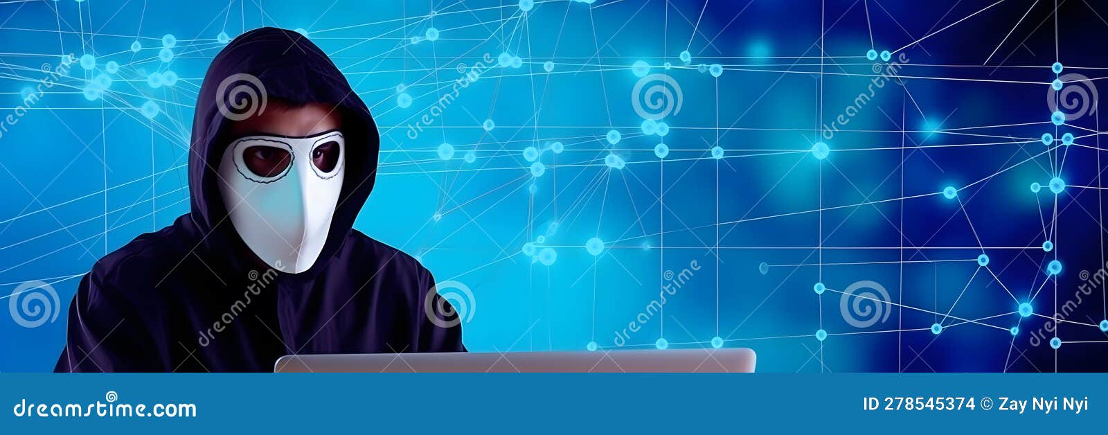 Hacker with Hoodie. Concept of Dark Web, Cybercrime, Cyberattack. AI ...