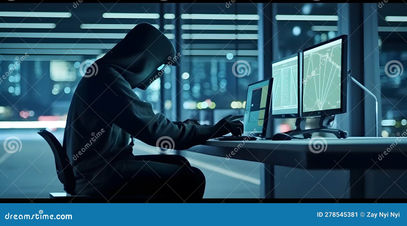 Hacker with Hoodie. Concept of Dark Web, Cybercrime, Cyberattack. AI ...