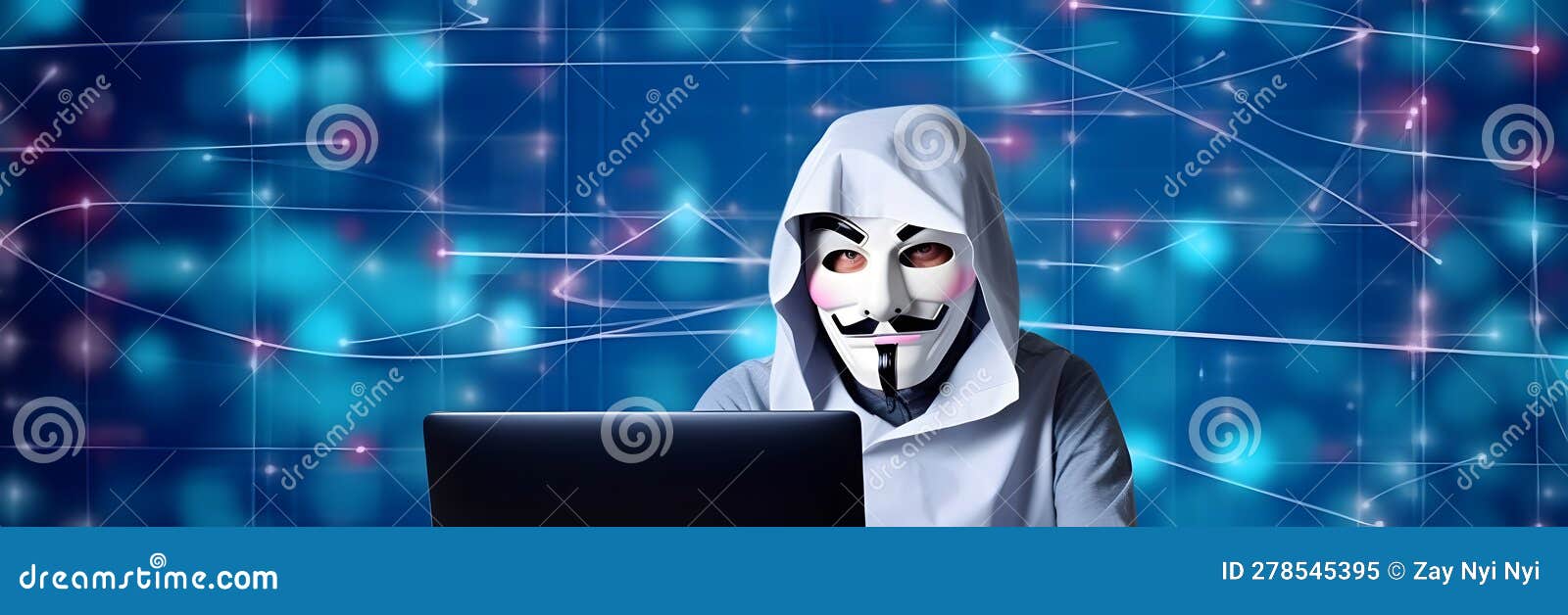 Hacker with Hoodie. Concept of Dark Web, Cybercrime, Cyberattack. AI ...