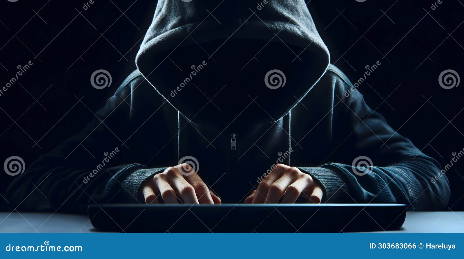 Hacker in Hoodie Dark Theme Cybersecurity Vulnerability. Generative Ai ...