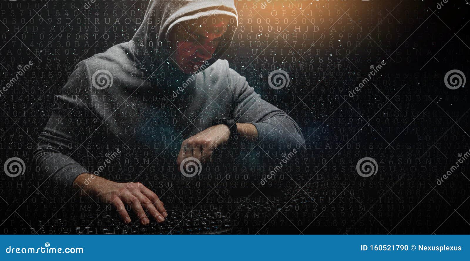 Hacker in Hoodie Dark Theme Stock Photo - Image of virus, security ...