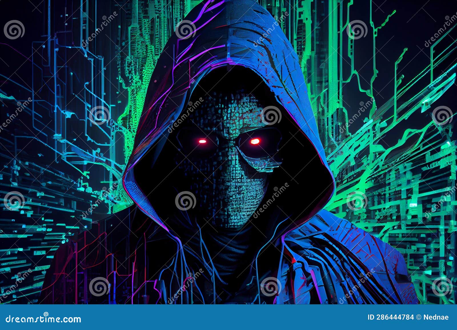 Hacker Man in Hoodie Dark Theme Stock Illustration - Illustration of ...