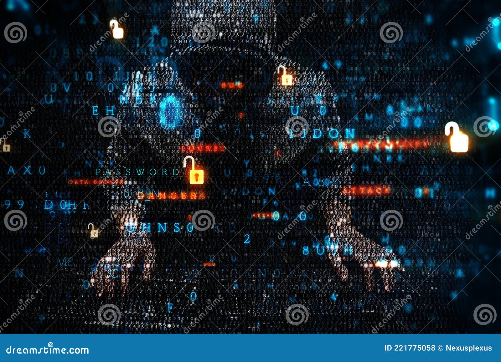 Hacker in Hoodie Dark Theme Stock Photo - Image of code, criminal ...