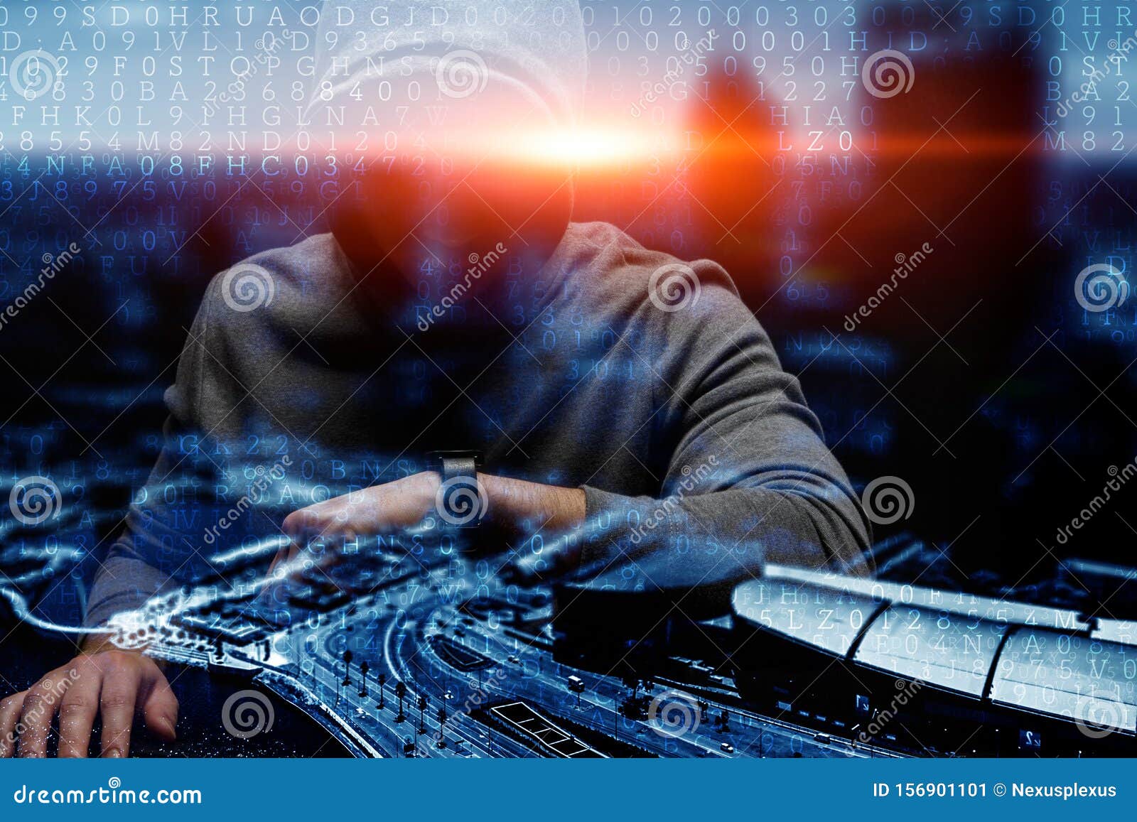 Hacker in Hoodie Dark Theme Stock Image - Image of crime, crypto: 156901101