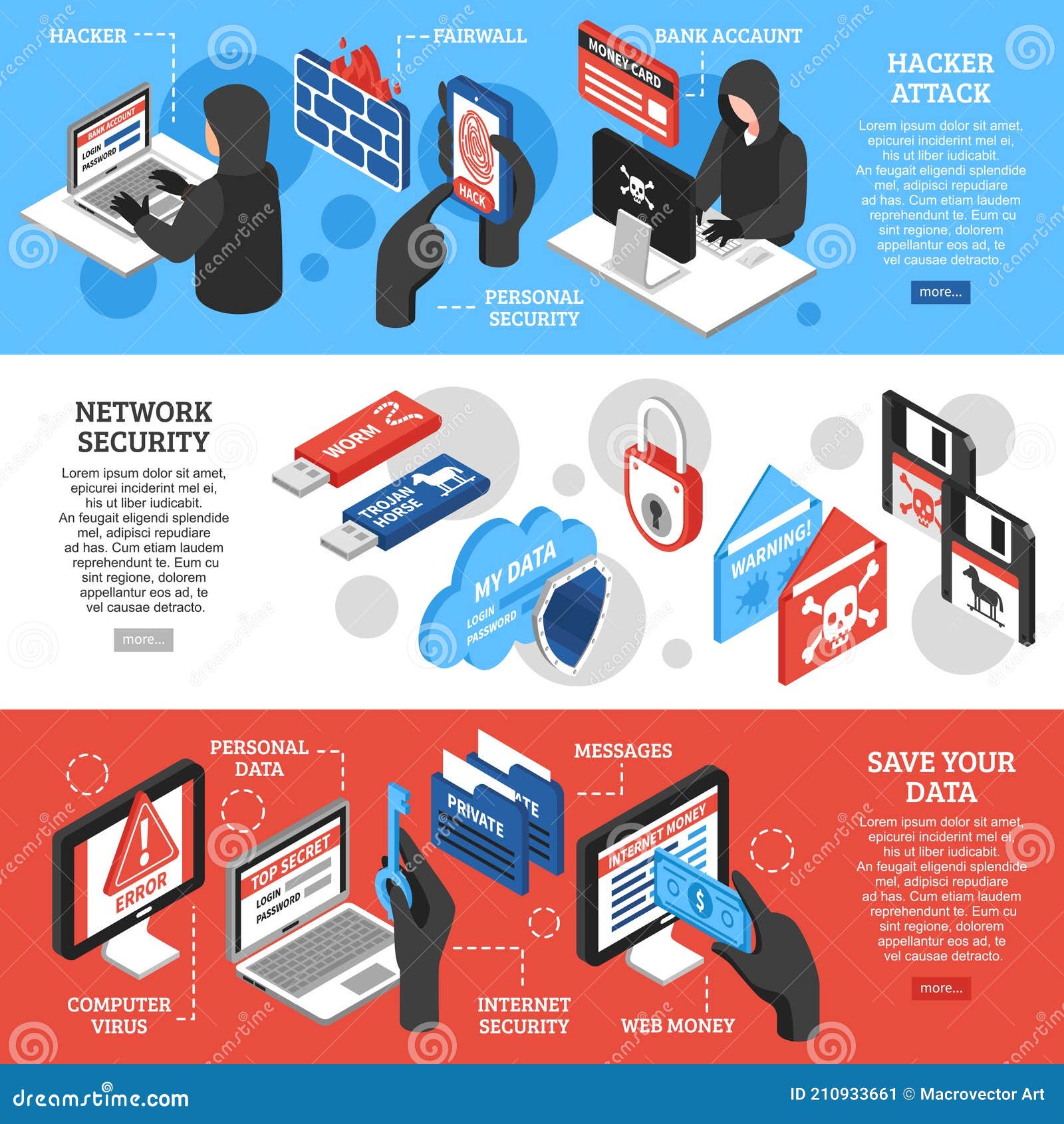 Hacker Horizontal Banners Set Stock Vector - Illustration of cyber ...