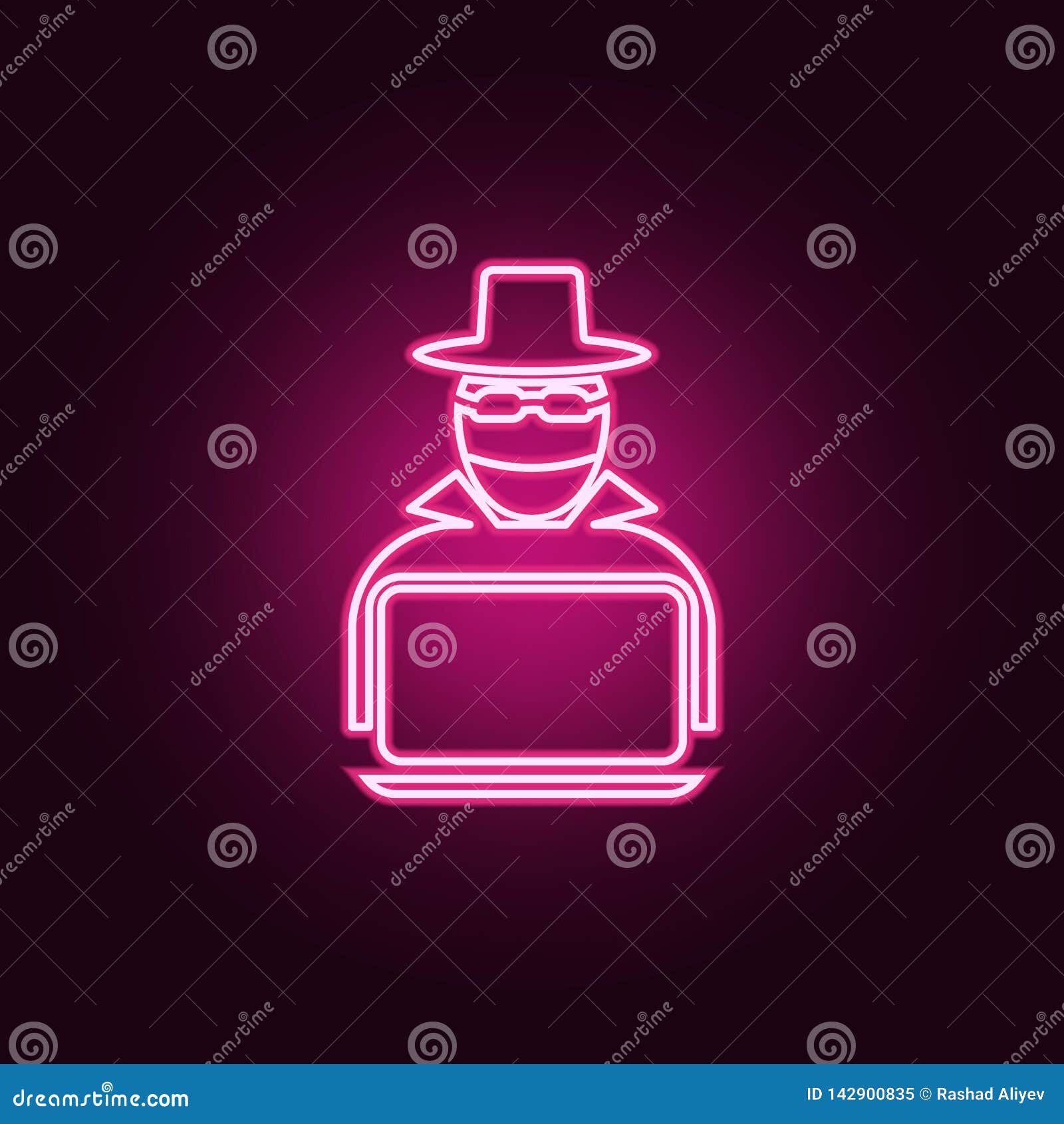 Hacker Icon. Elements of Cyber Security in Neon Style Icons Stock ...