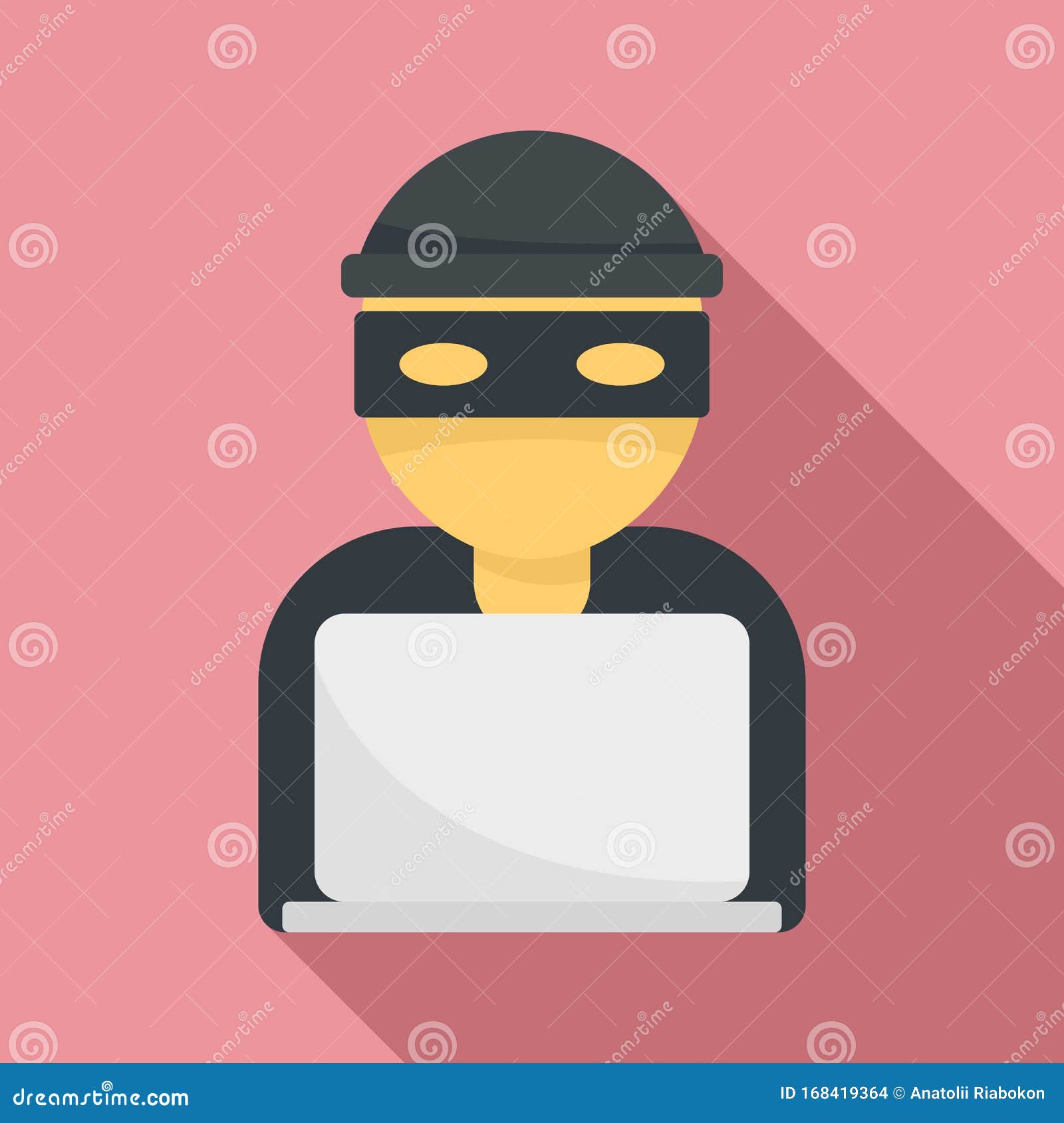 Hacker icon, flat style stock vector. Illustration of fraud - 168419364