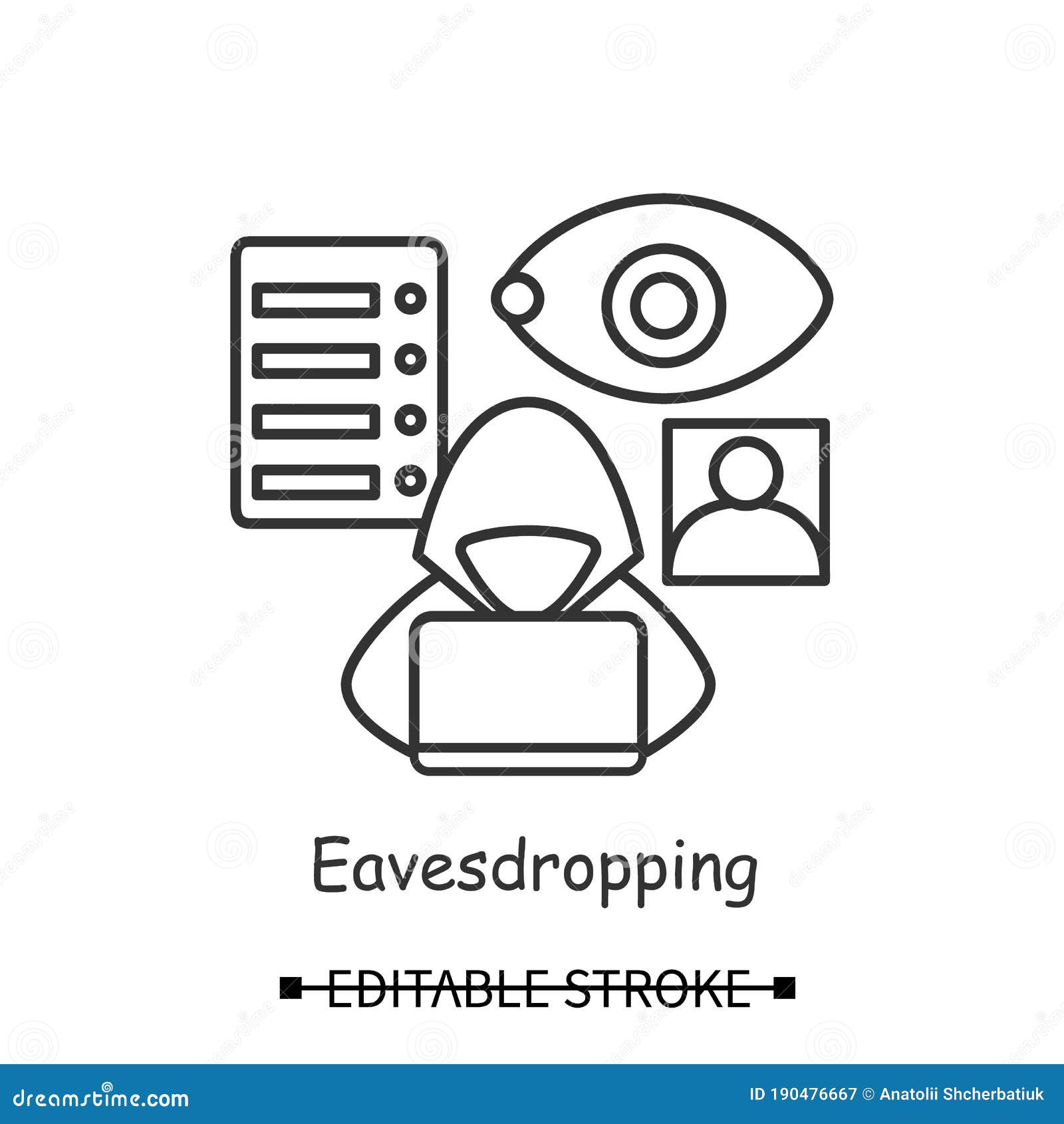 Hacker Icon. Hacking Attack with Eavesdopping in Public Place Simple ...