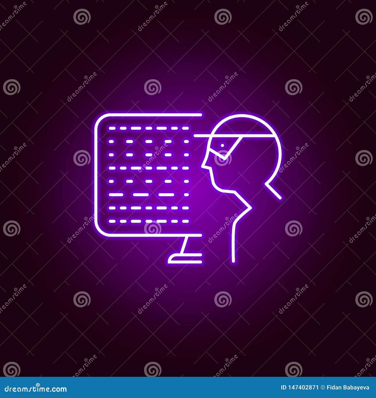 Hacker, Hacker Icon in Neon Style. Can Be Used for Web, Logo, Mobile ...