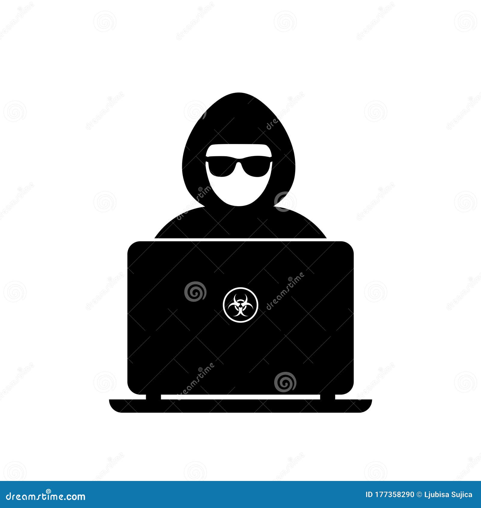 Hacker Icon on White Background. Flat Style Sign Stock Illustration ...