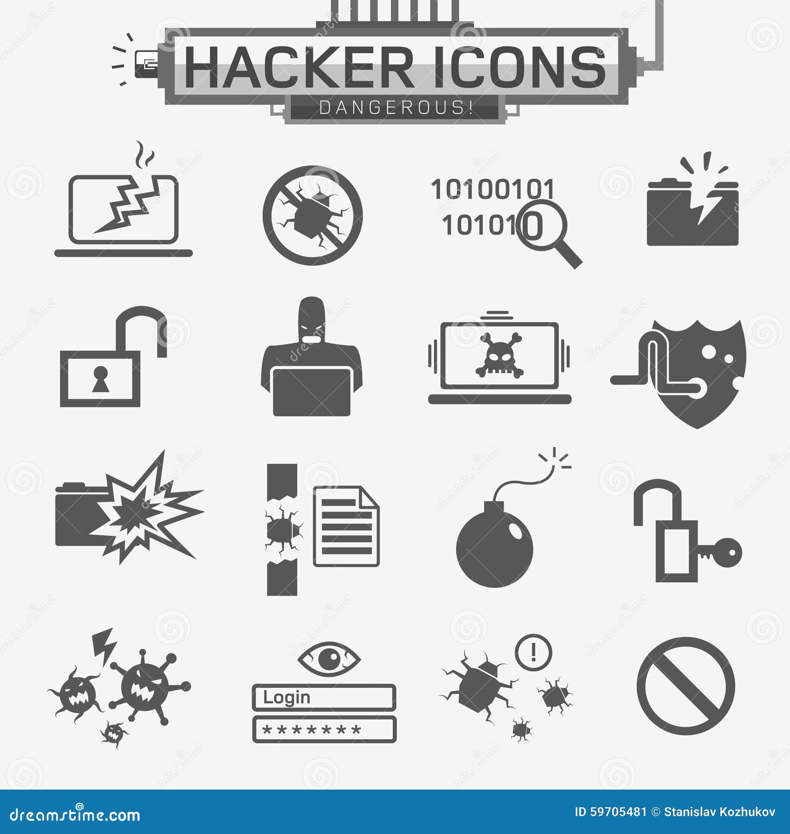 Hacker Icons In Black And White Royalty-Free Stock Image ...