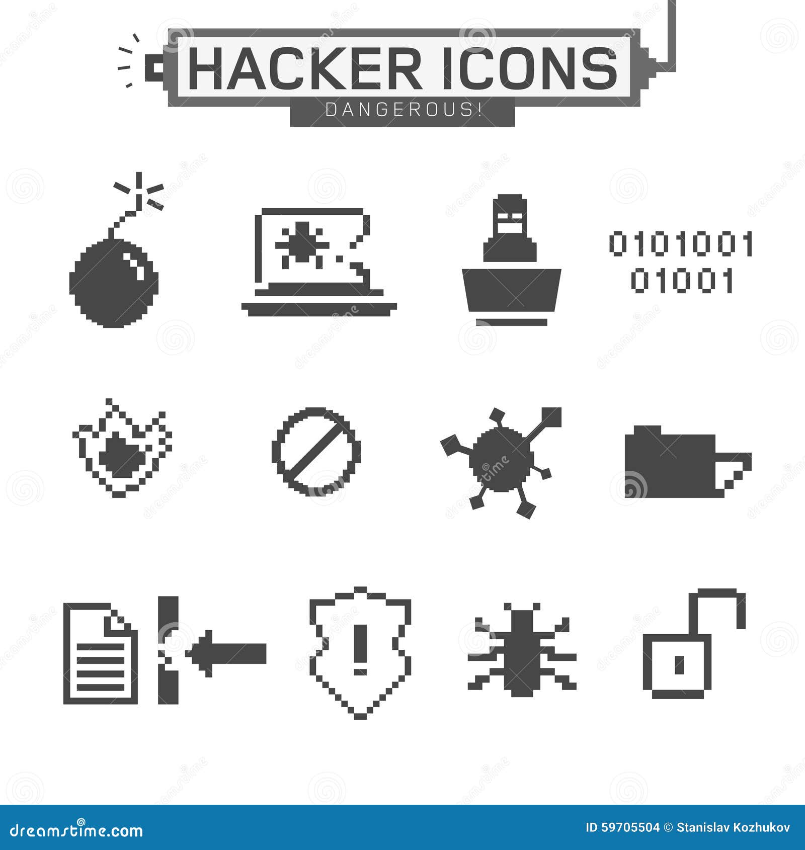 Hacker Icons In Black And White Royalty-Free Stock Image ...