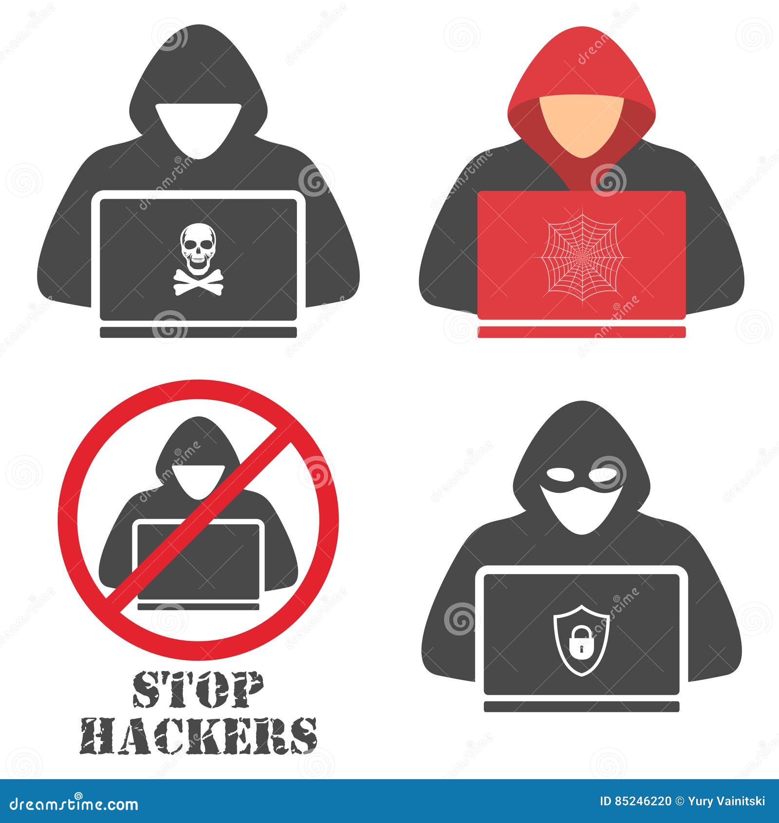 Hacker icons. stock vector. Illustration of flat, internet - 85246220
