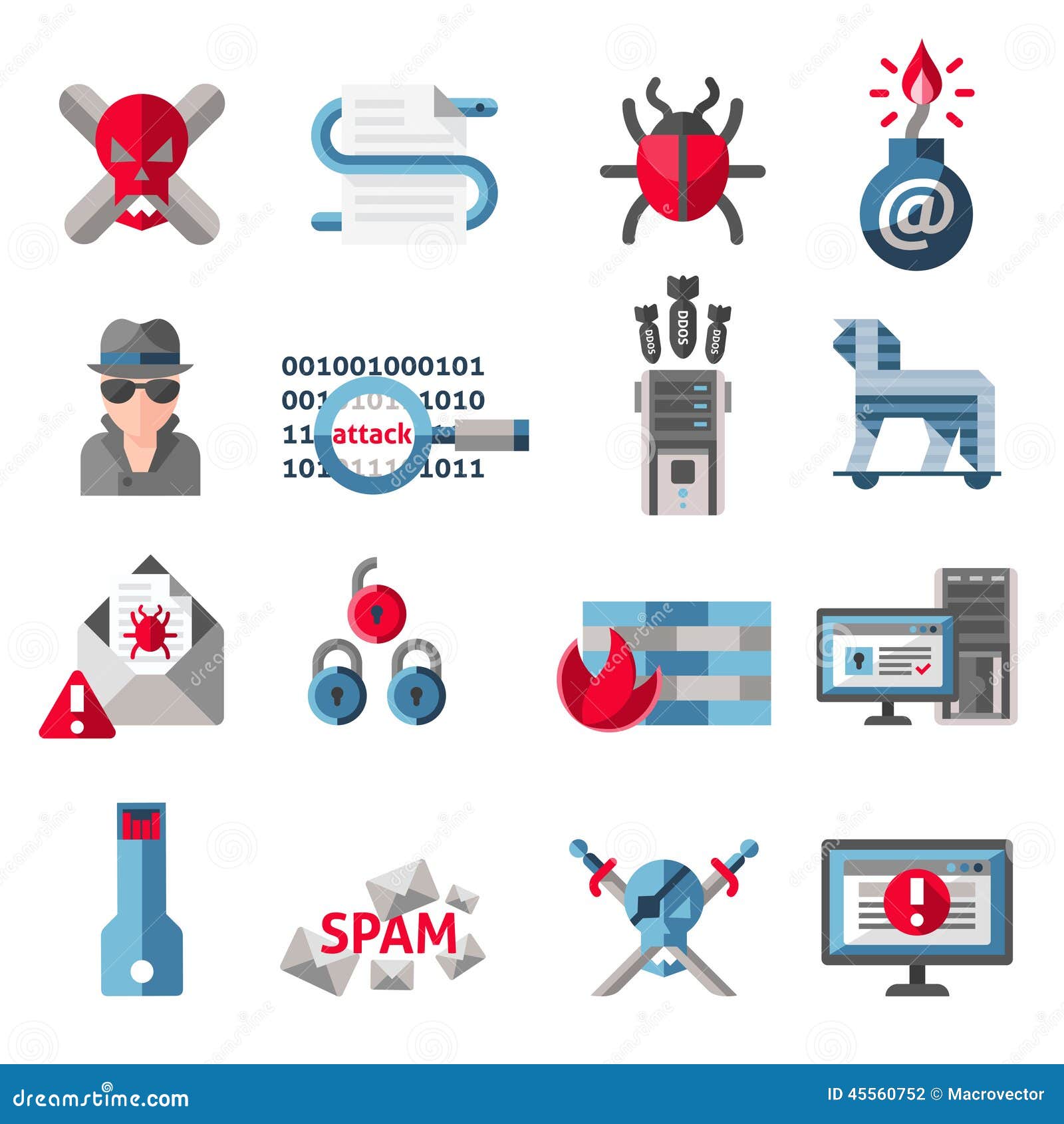 Hacker icons set stock vector. Illustration of fraud - 45560752
