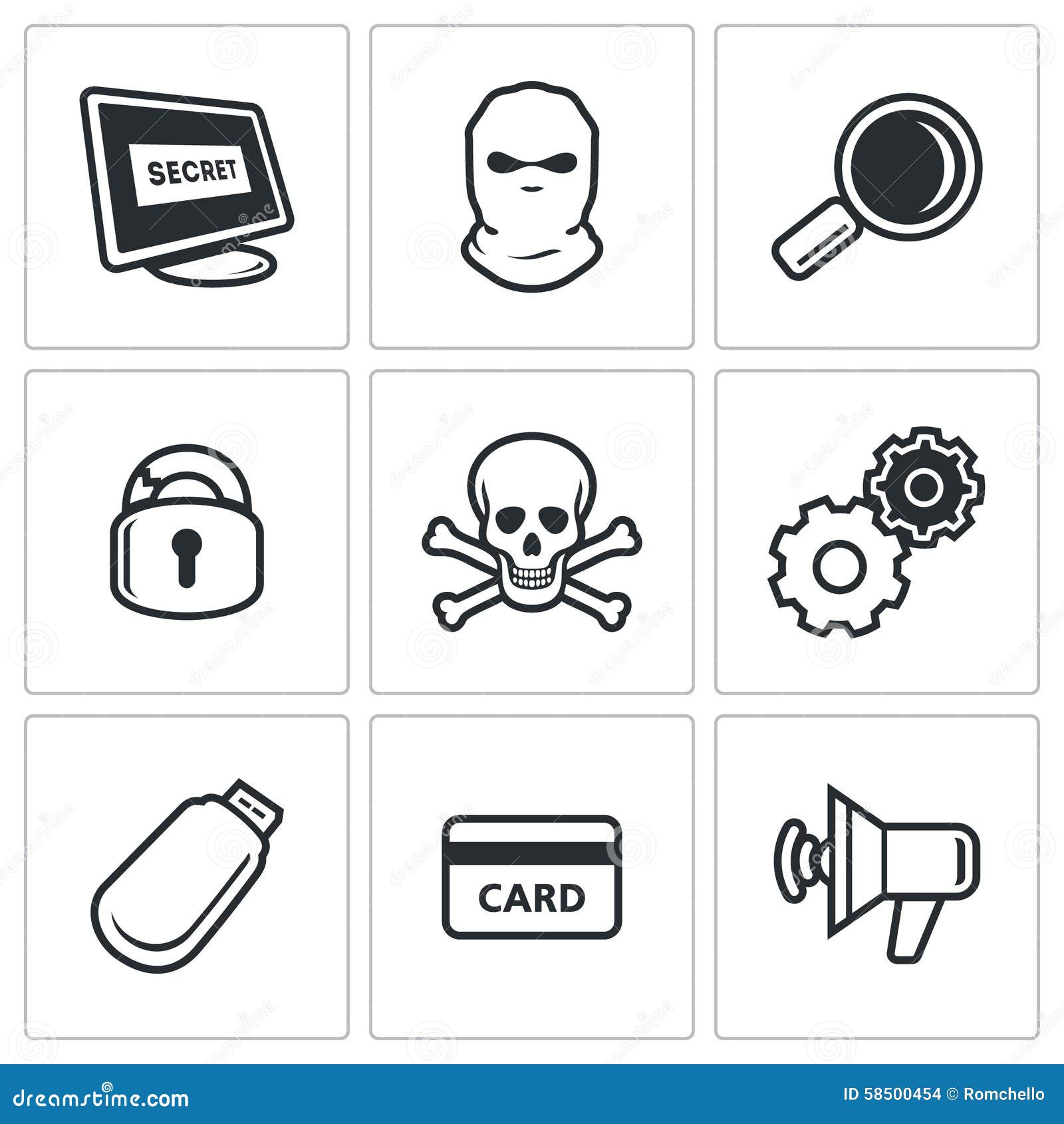 Hacker Icons Set. Vector Illustration. Stock Illustration ...