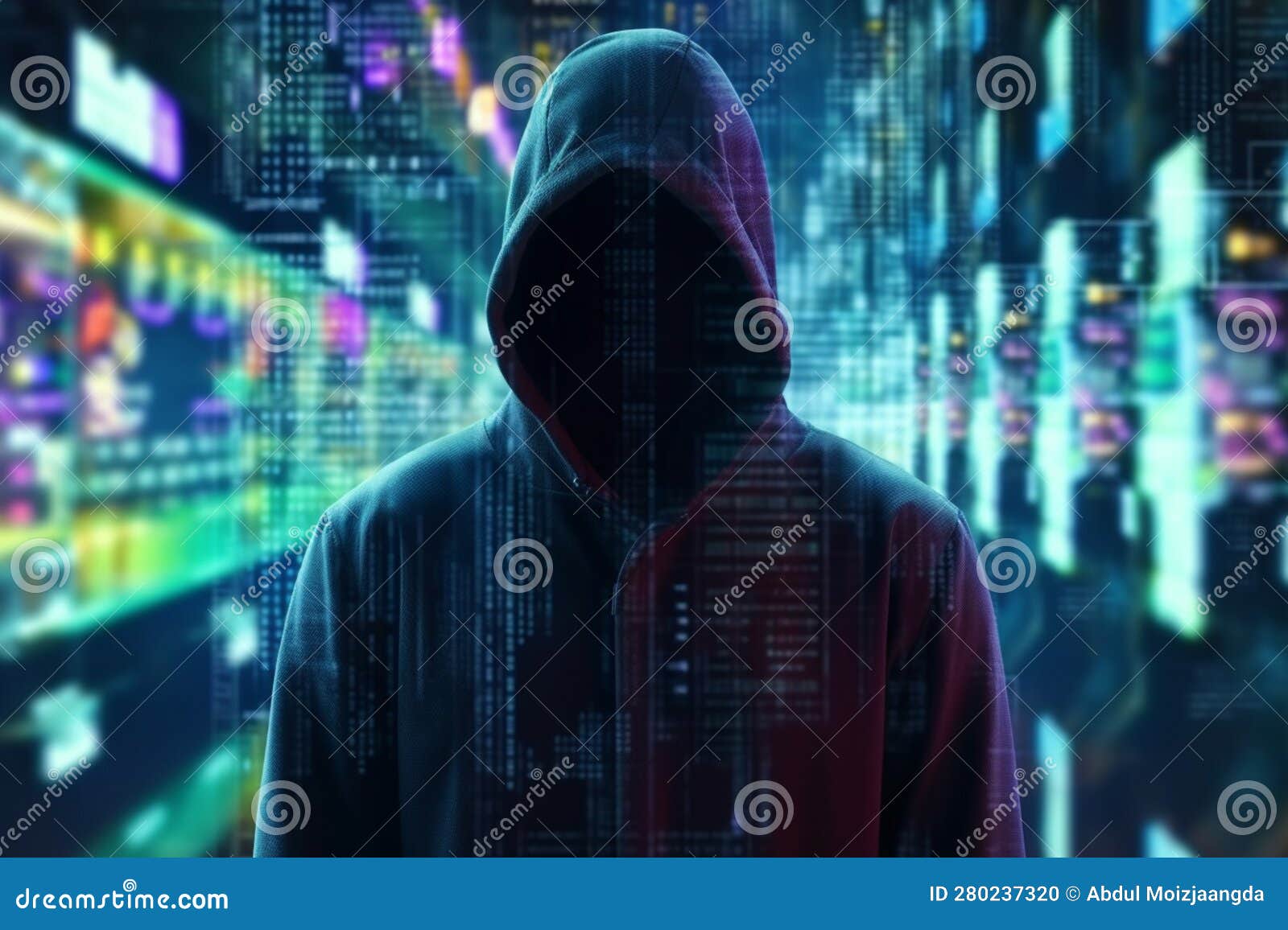 Blurred Cyber Symbols In Violet Cosmos Stock Illustration ...
