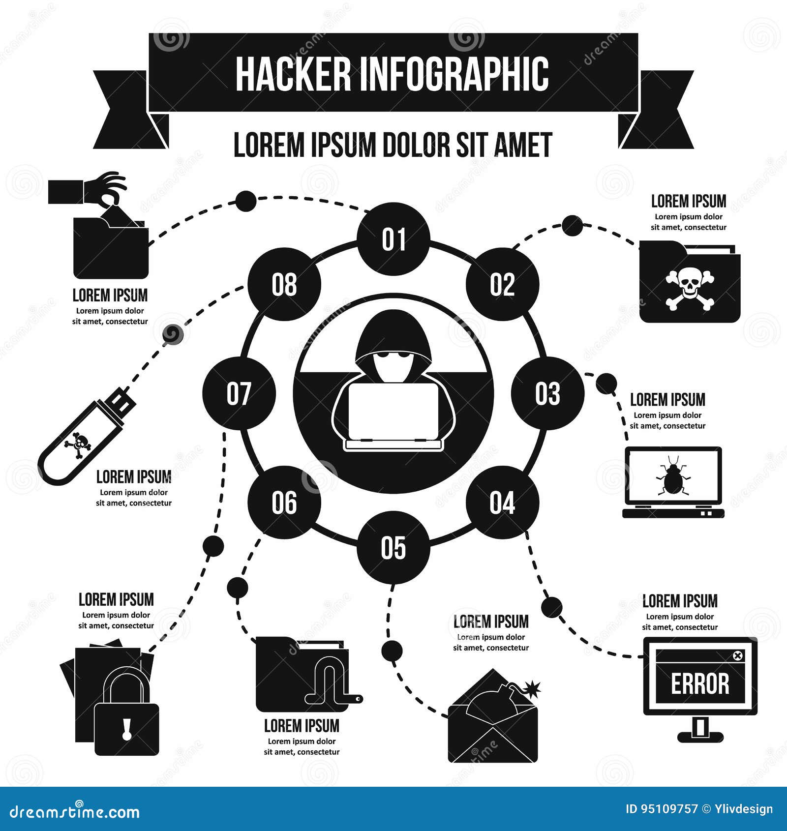 Hacker Infographic Concept, Simple Style Stock Vector - Illustration of ...