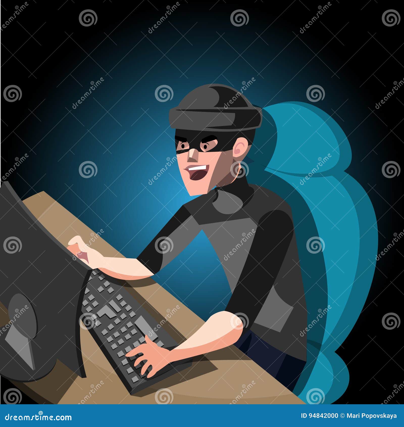 Hacker Internet Crime Cyber-crime Scam. Vector. Cartoon ...