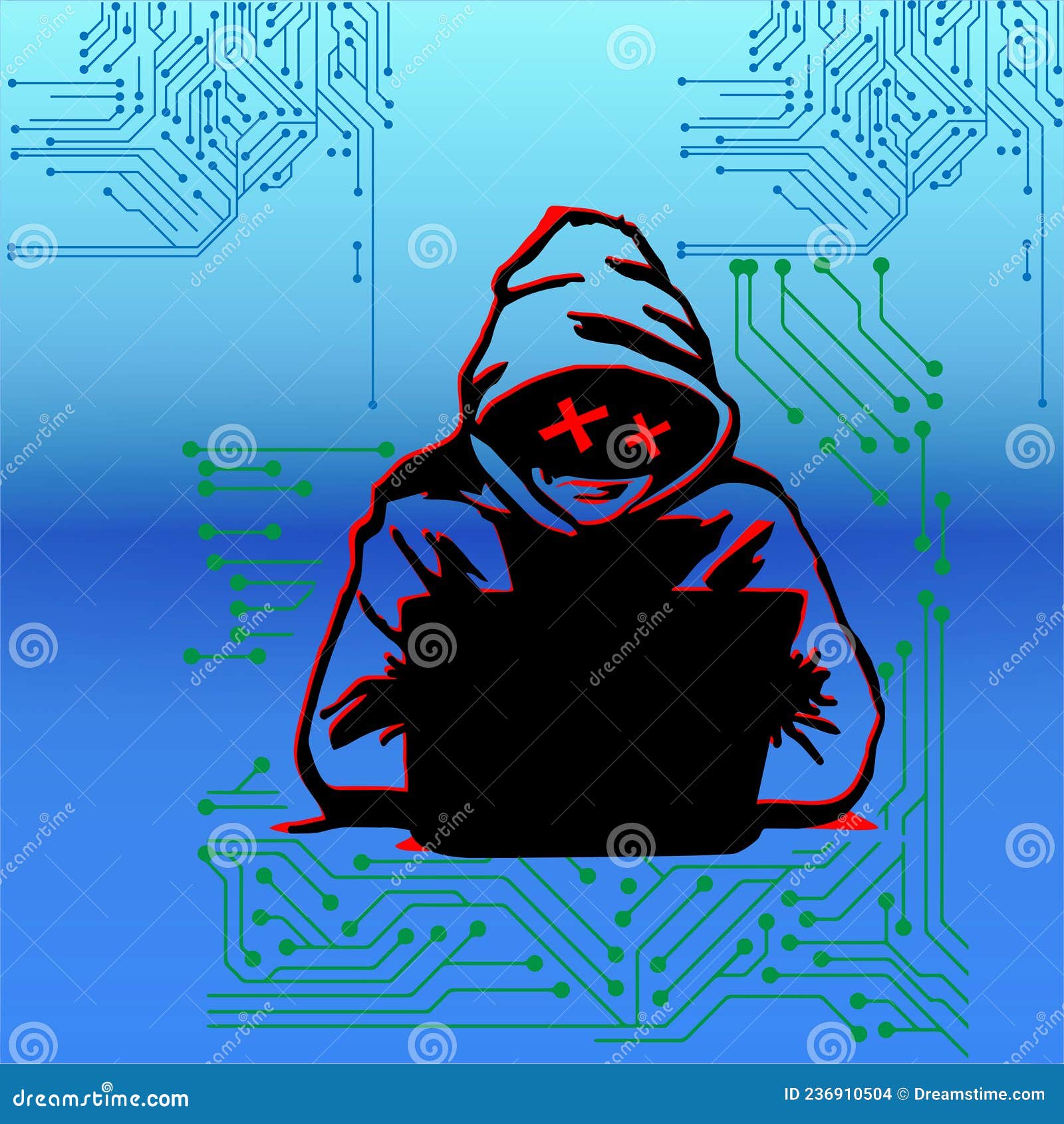 Hacker Internet Crime Cyber-crime Scam. Vector. Cartoon. Stock Vector ...