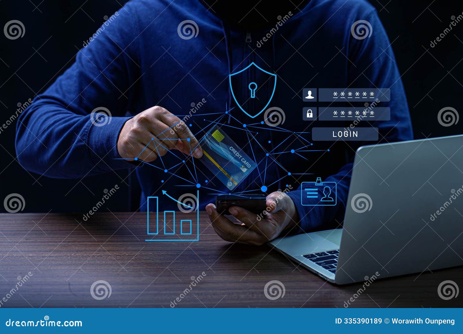 Hacker and Internet Technology Crime with Digital Stock Image - Image ...