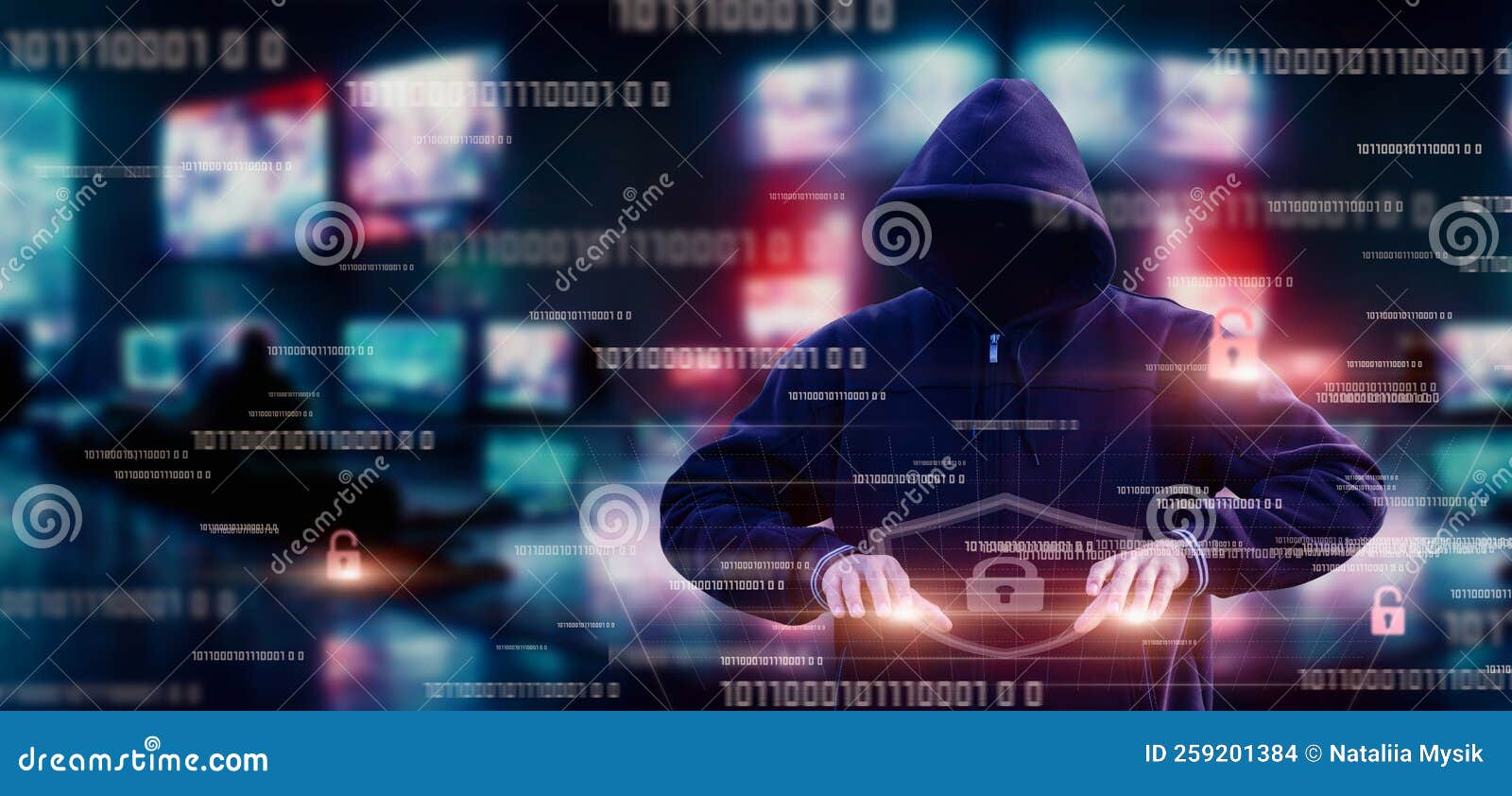 Hacker Invadiu O Sistema Em Uma Tela Virtual Ilustração Stock ...