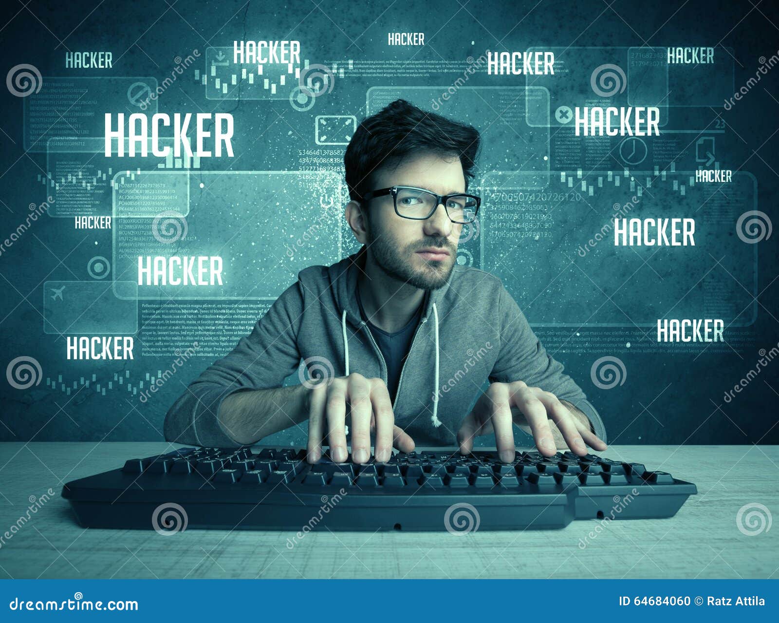 Hacker with Keyboard and Glasses Stock Photo - Image of button, coding ...
