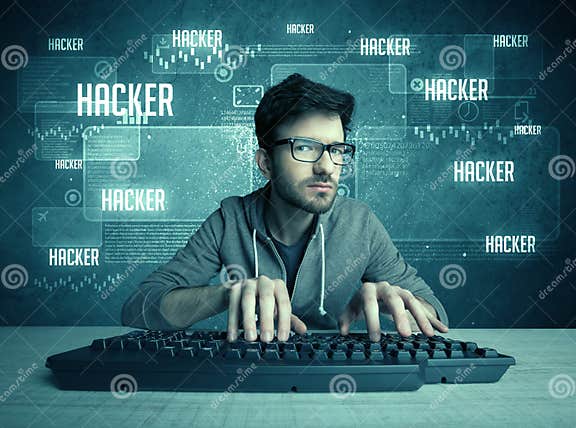 Hacker with Keyboard and Glasses Stock Photo - Image of button, coding ...