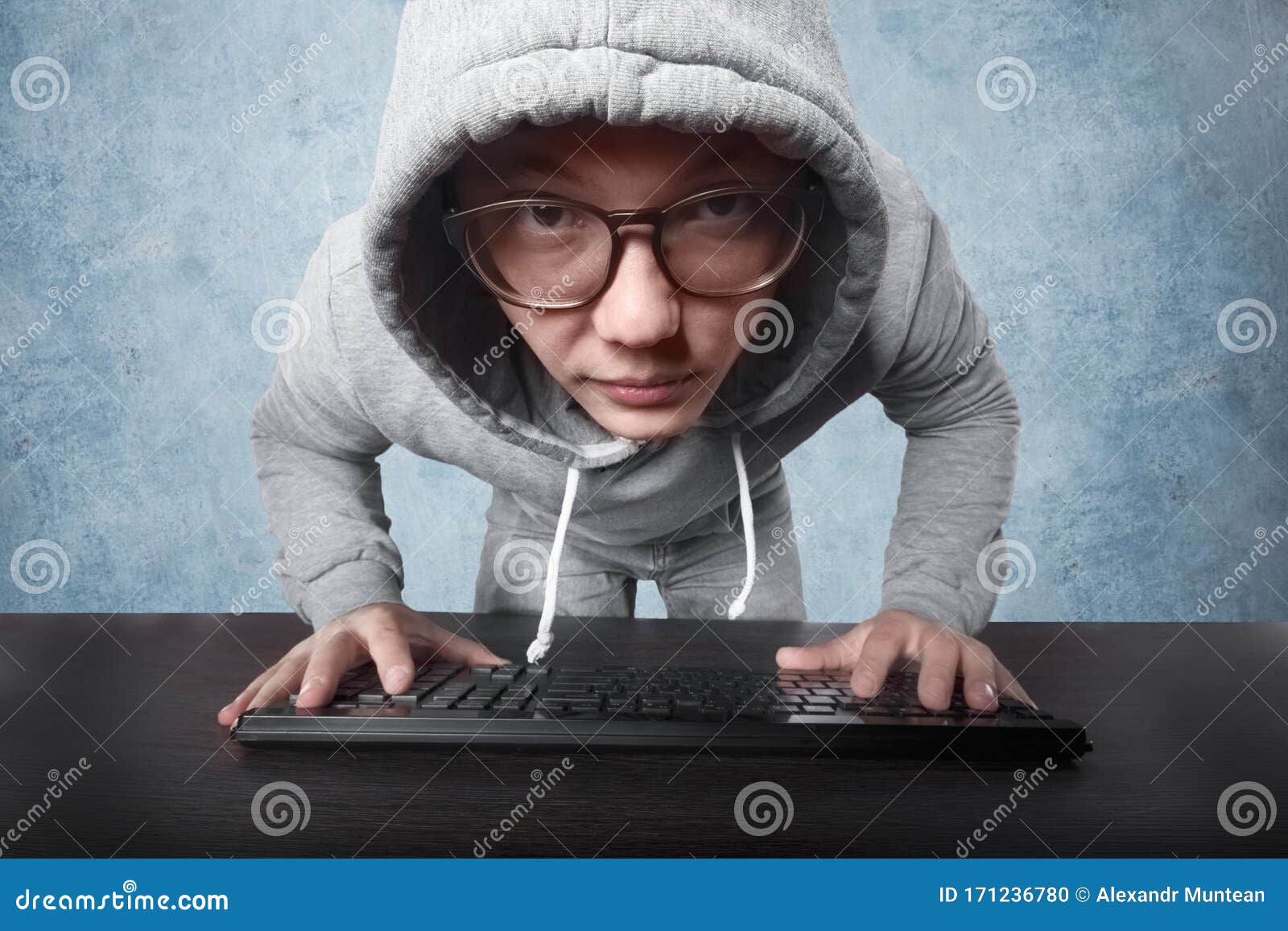 Hacker with keyboard stock photo. Image of male, program - 171236780