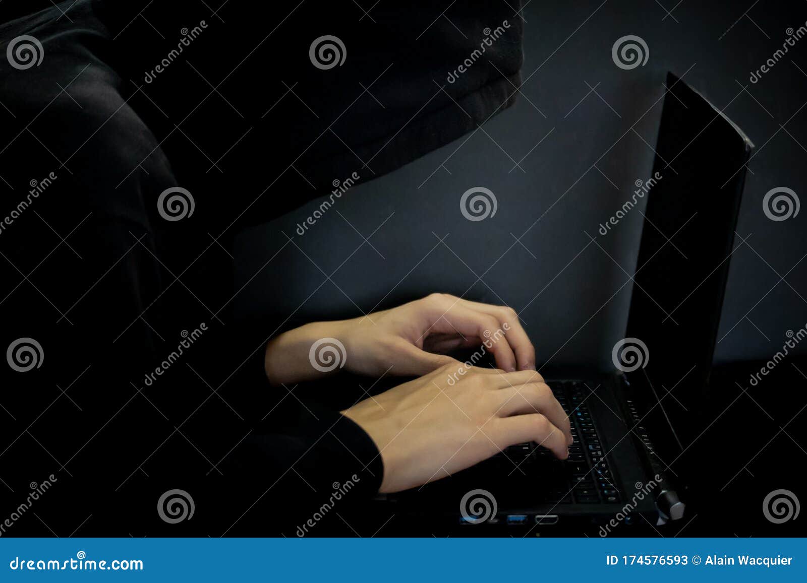 Hacker on a laptop stock image. Image of criminal, internet - 174576593