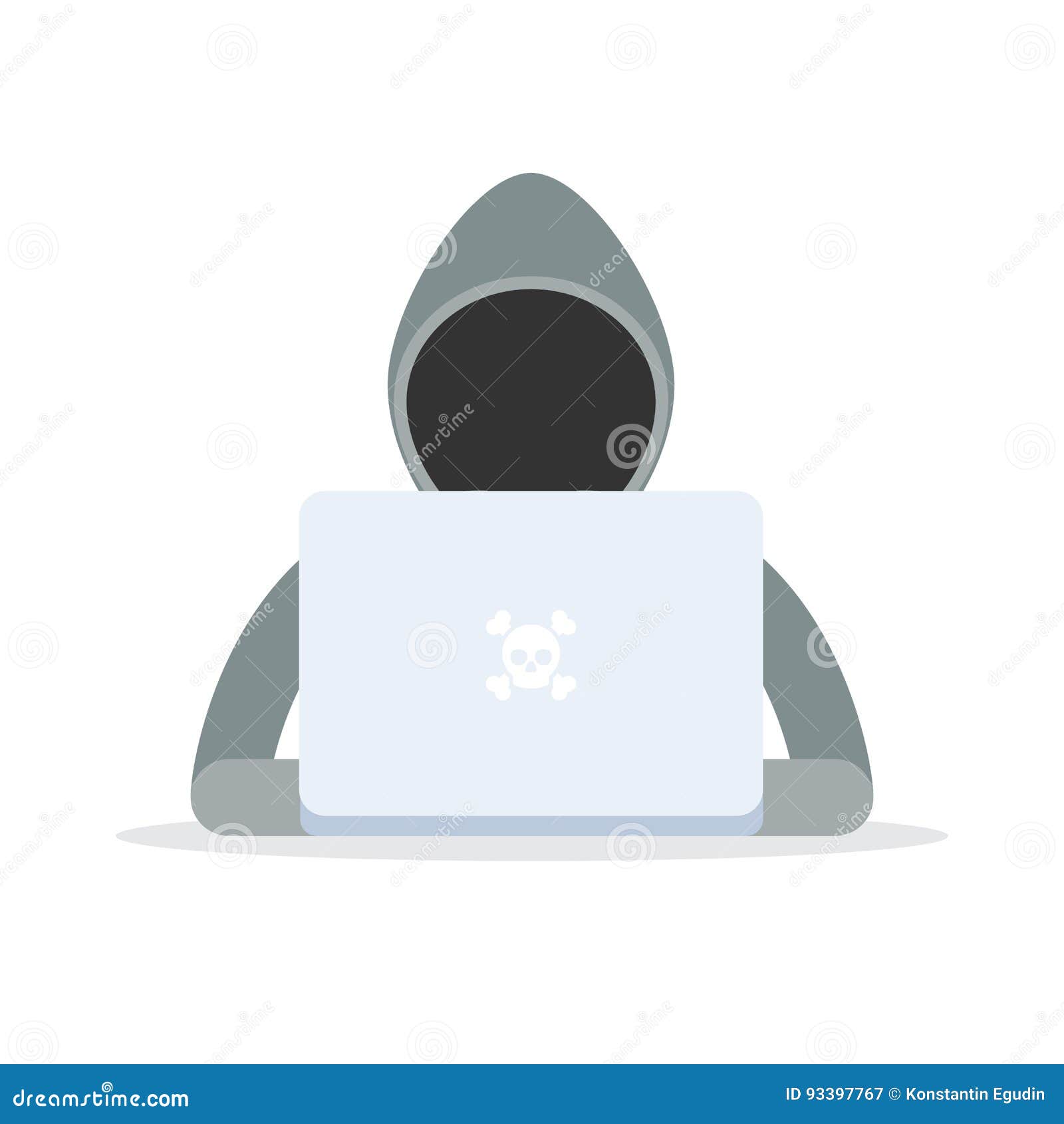 Hacker with a laptop stock vector. Illustration of code - 93397767