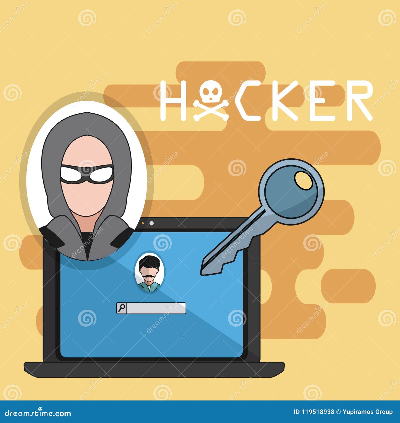 Hacker and cyber security stock vector. Illustration of computer ...