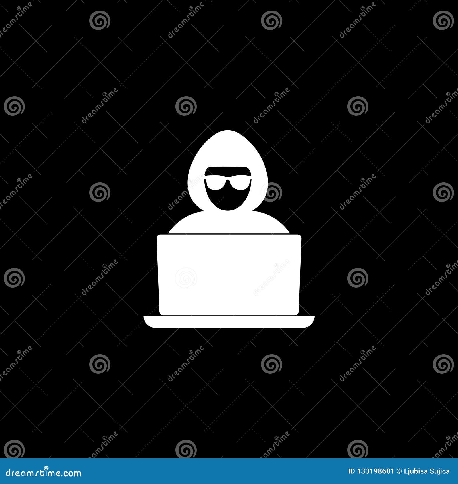 Hacker, Laptop Logo Or Icon On Dark Background Royalty-Free Stock ...