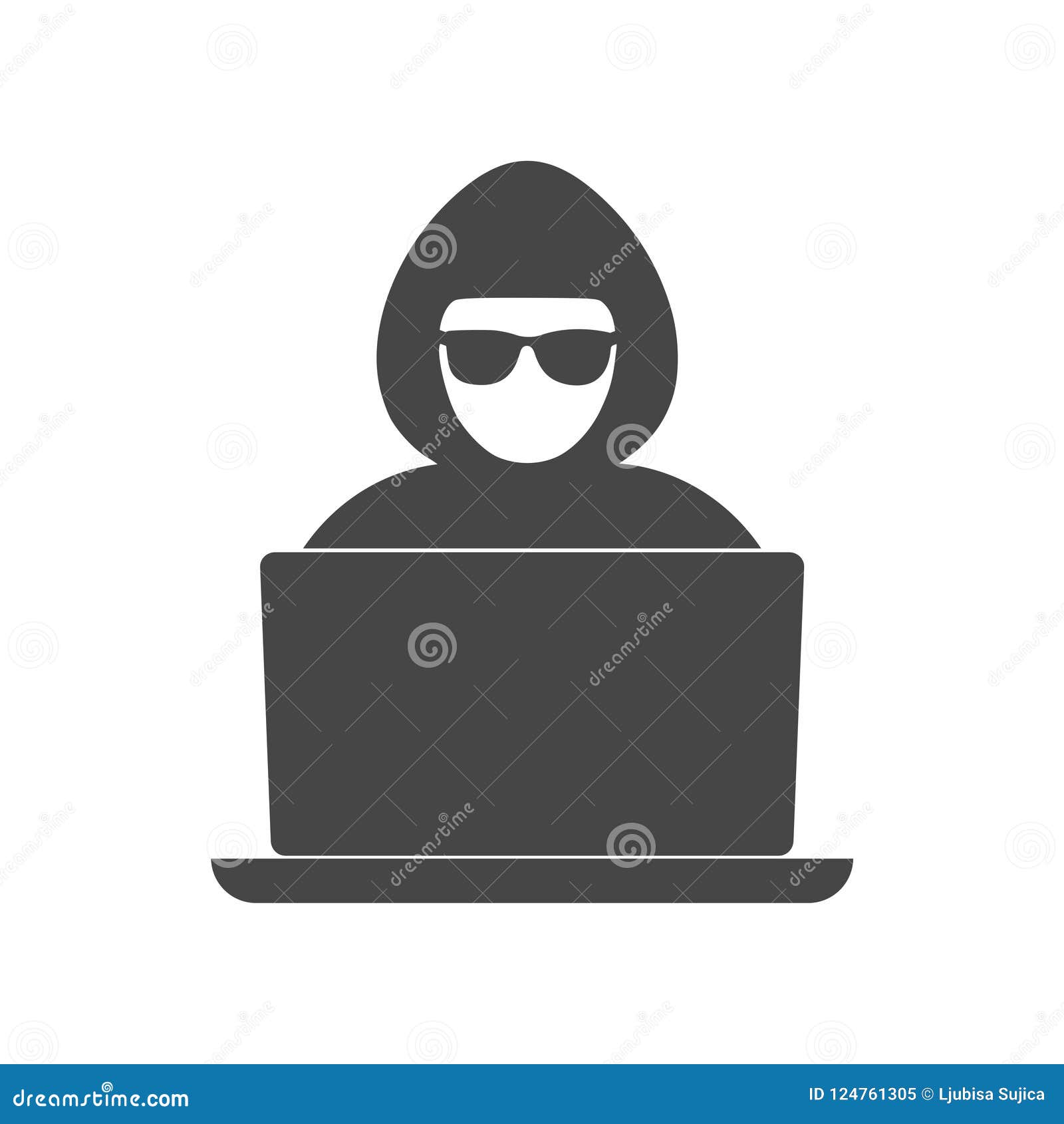 Hacker, Laptop Logo or Icon Stock Vector - Illustration of hacking ...