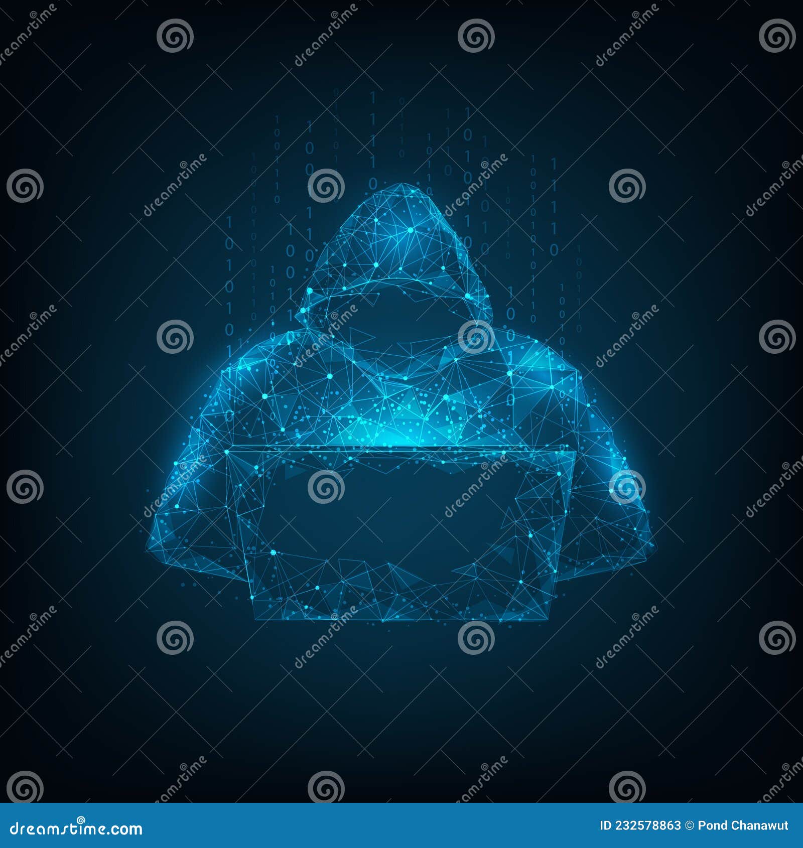 Hacker at the Laptop Low Poly Wireframe. Internet Security Protection ...