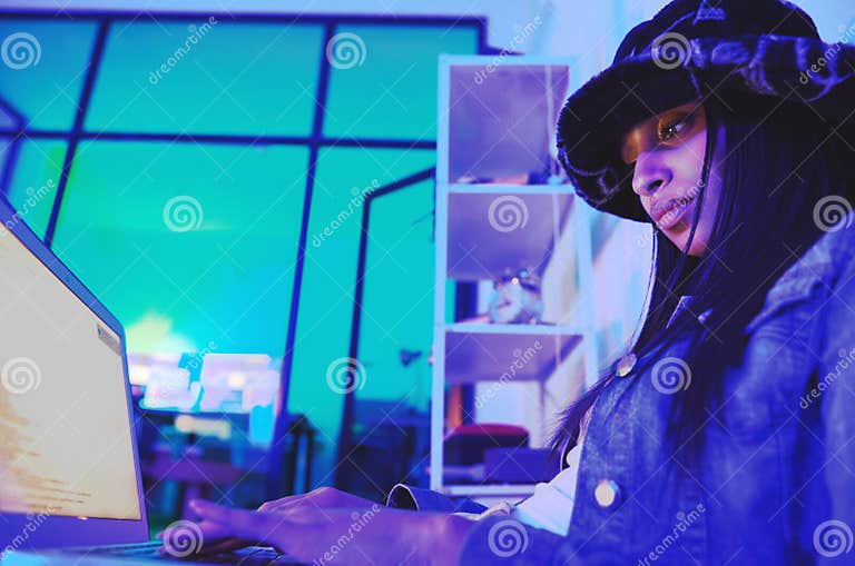 Hacker, Laptop Screen or Neon Coding on Cybersecurity Ransomware, SEO ...