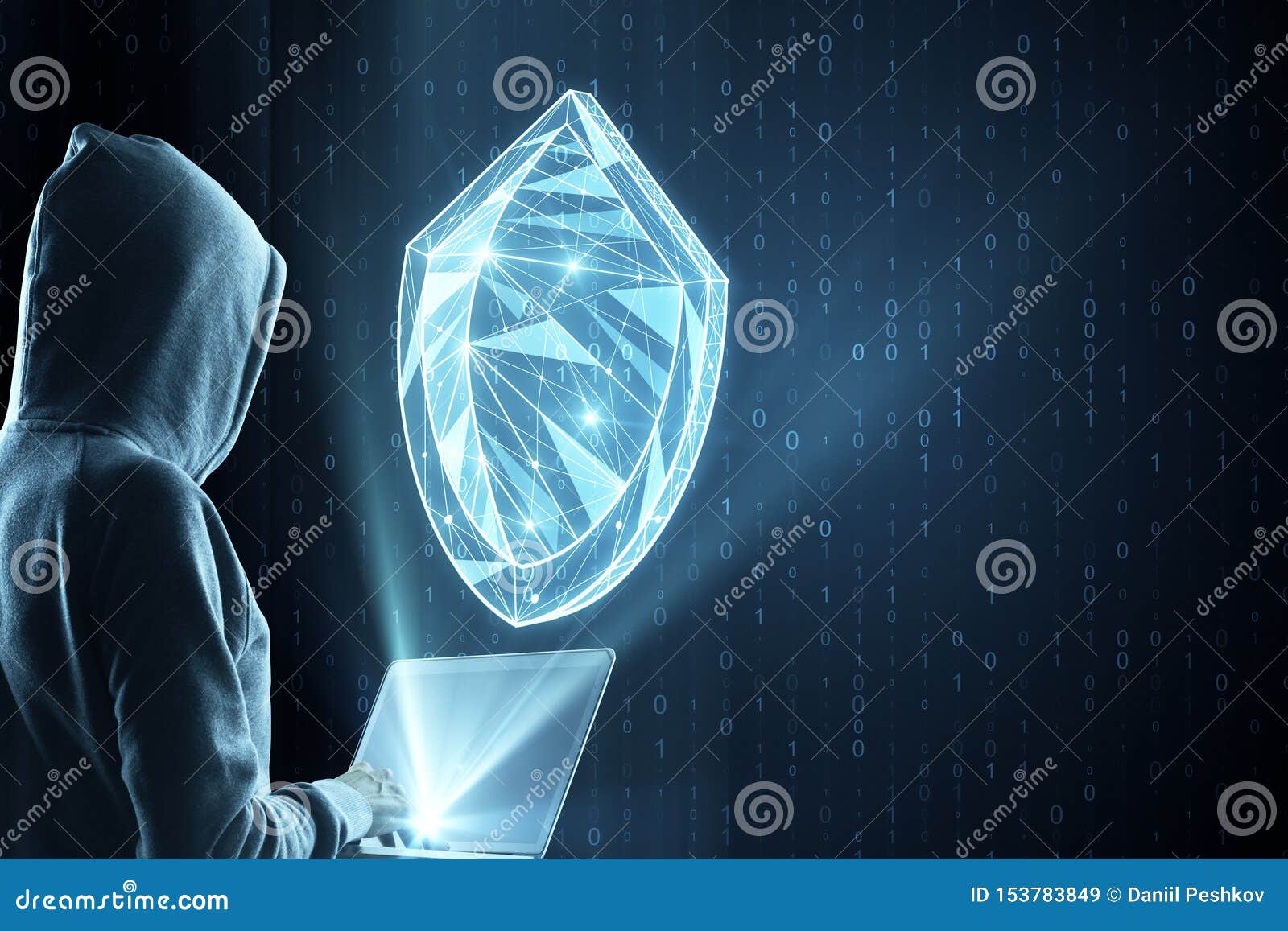 Hacker with laptop stock image. Image of antivirus, attack - 153783849